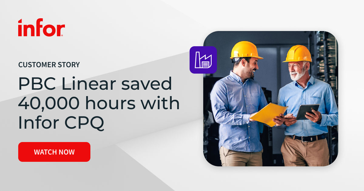40,000 hours saved with Infor CPQ | Customer story | Infor
