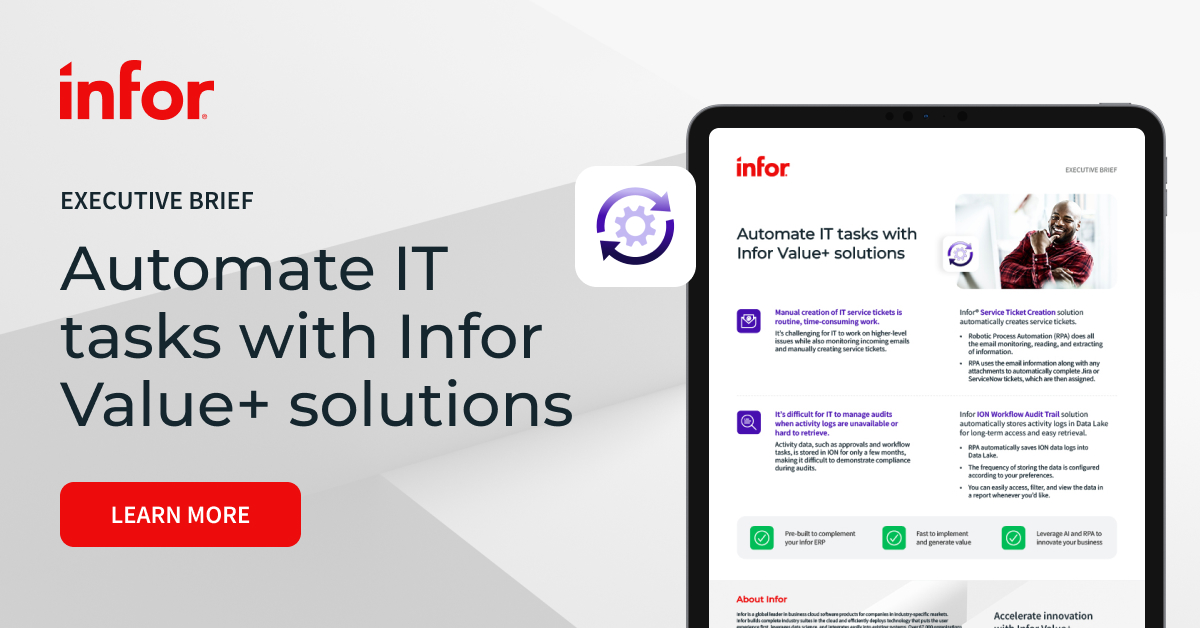 Automate IT tasks with Value+ solutions | Executive brief | Infor