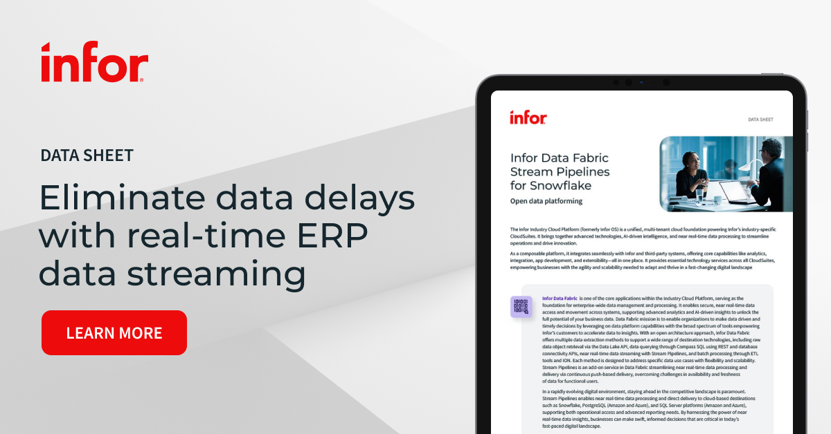 Data Fabric Stream Pipelines | Data Sheet | Infor