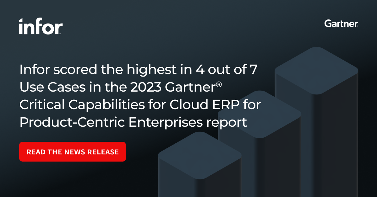 Infor Ranked Highest in 4 Use Cases in Gartner Critical Capabilities for Cloud ERP
