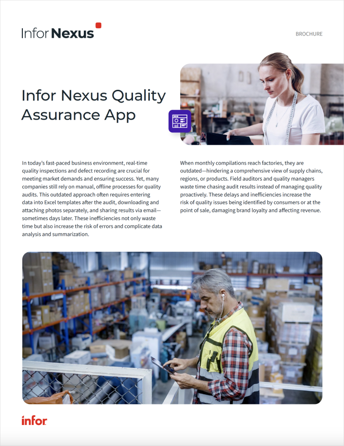 Infor Nexus Quality Assurance | Supply chain brochure | Infor