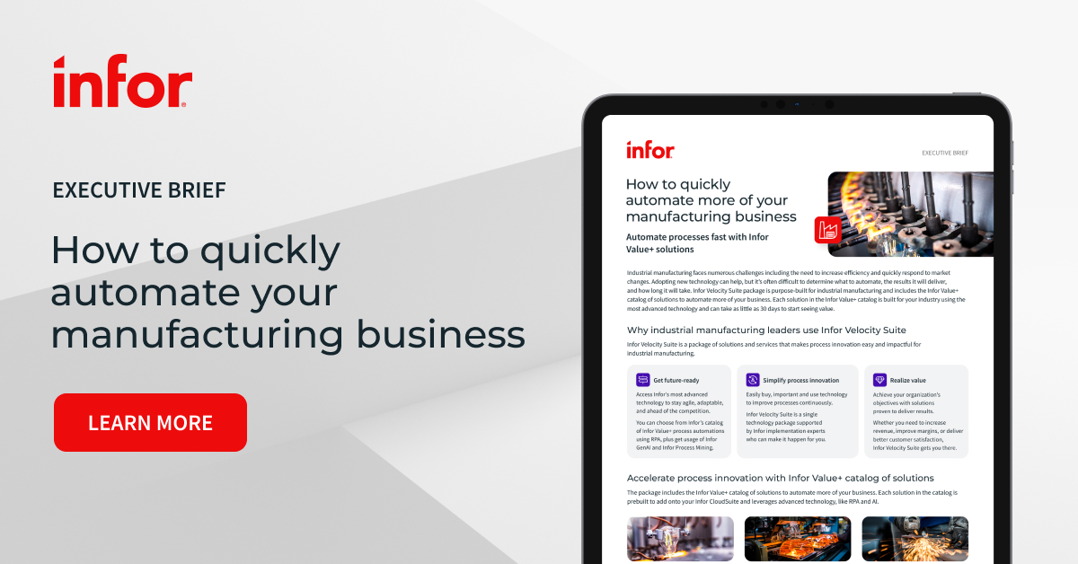 Infor Value+ for industrial manufacturing | Executive brief | Infor