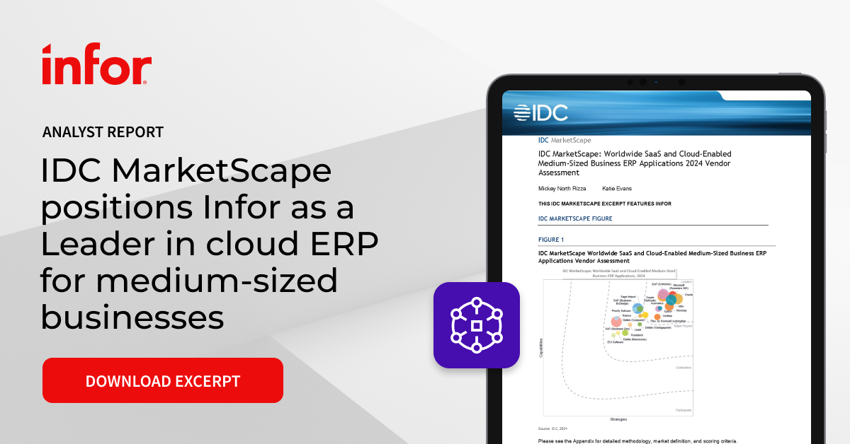 A Leader in Medium Business ERP | IDC MarketScape | Infor A Leader in Medium Business ERP | IDC MarketScape | Infor