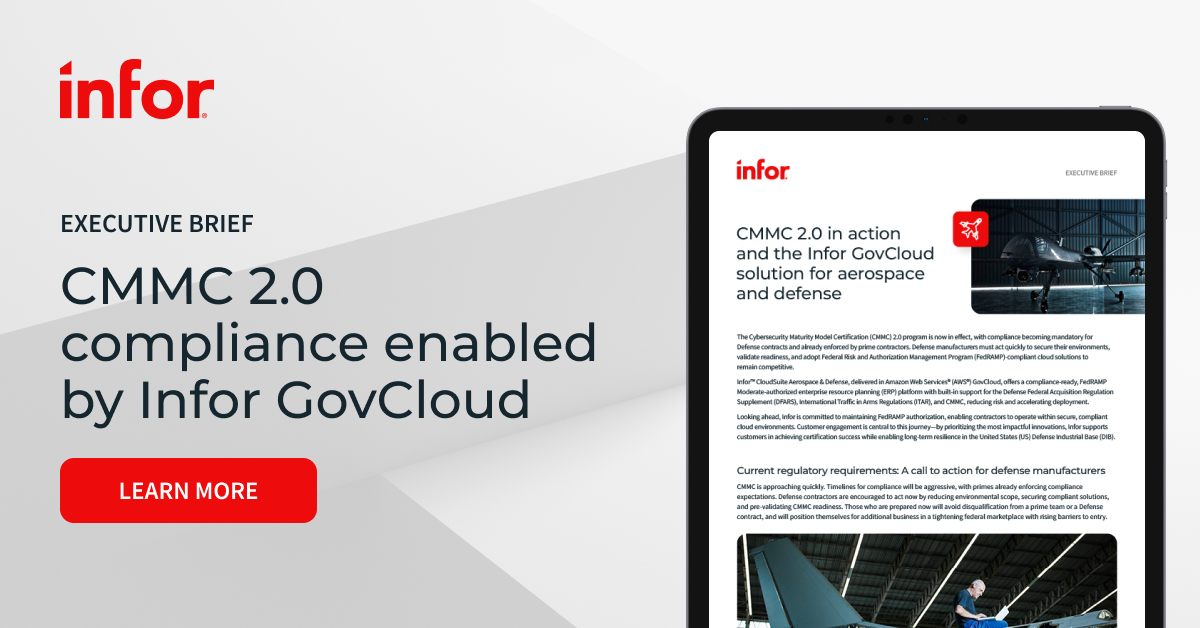Defense cloud ERP for CMMC 2.0 compliance | Infor