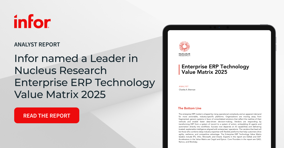 Nucleus Enterprise ERP Value Matrix 2025 | Report | Infor