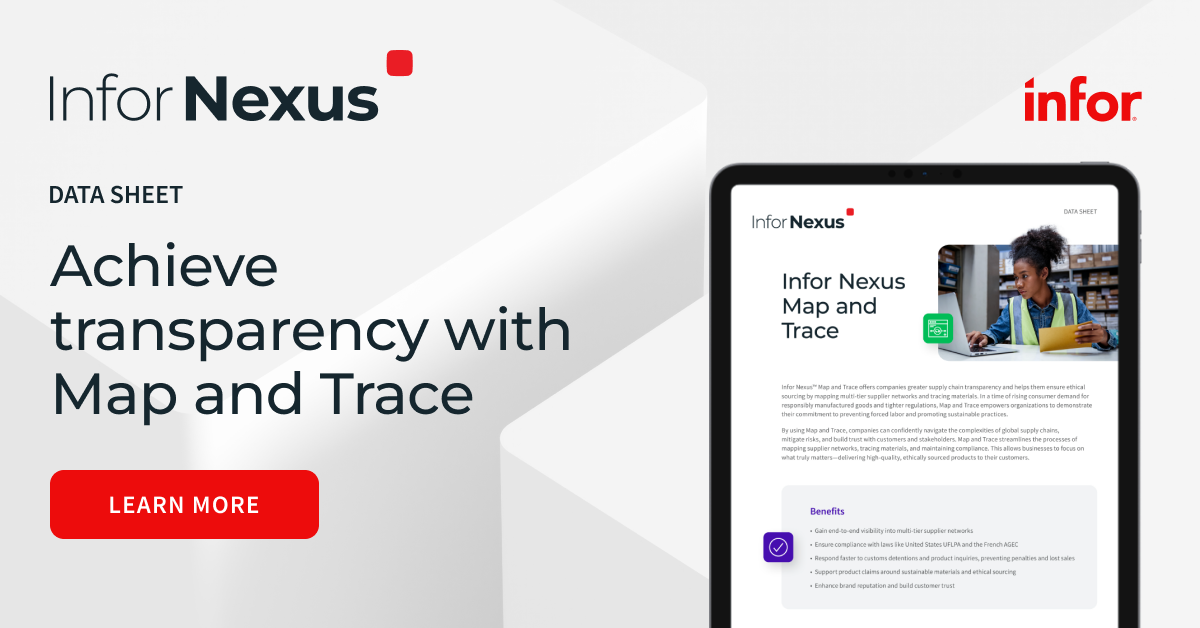 Infor Nexus Map and Trace | Data Sheet