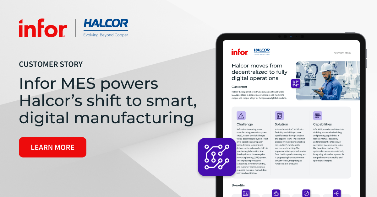 Halcor enhances manufacturing with Infor MES