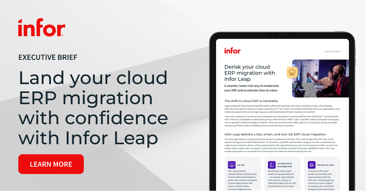 Low-risk cloud ERP migration with Infor Leap | Infor